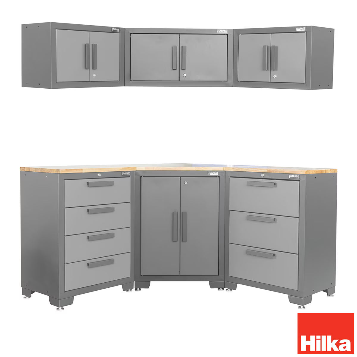 Hilka Professional 24 Gauge Steel 7 Piece Garage Corner Cabinet Set ...