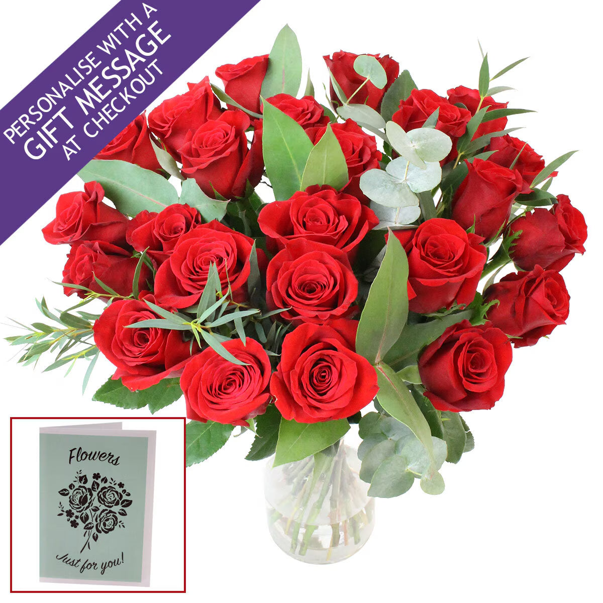 24 Stem Freedom Red Roses Flower Bouquet with Greetings Card – CHERISH ...