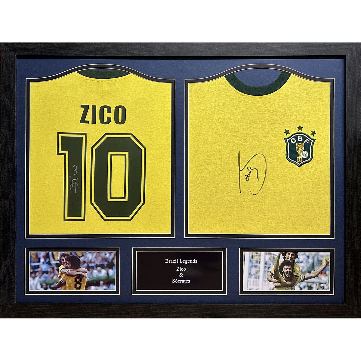 Zico & Sócrates Double Signed Framed Brazil Shirts 478072 – CHERISH LEWIS