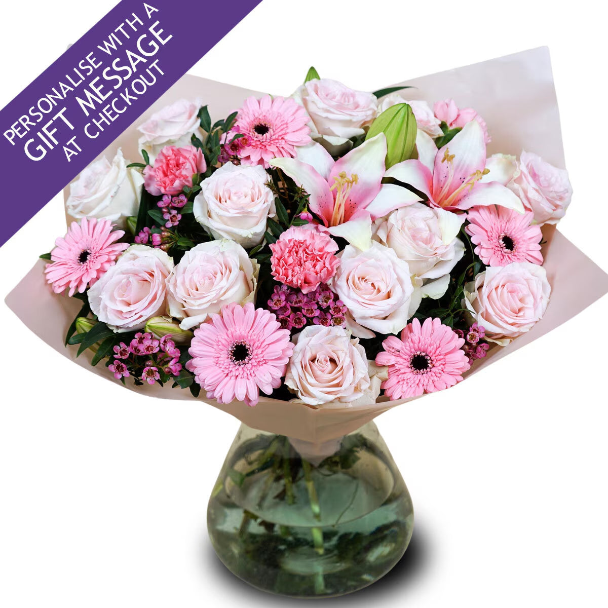 27 Stem Pink Mixed Flower Bouquet with Greetings Card – CHERISH LEWIS