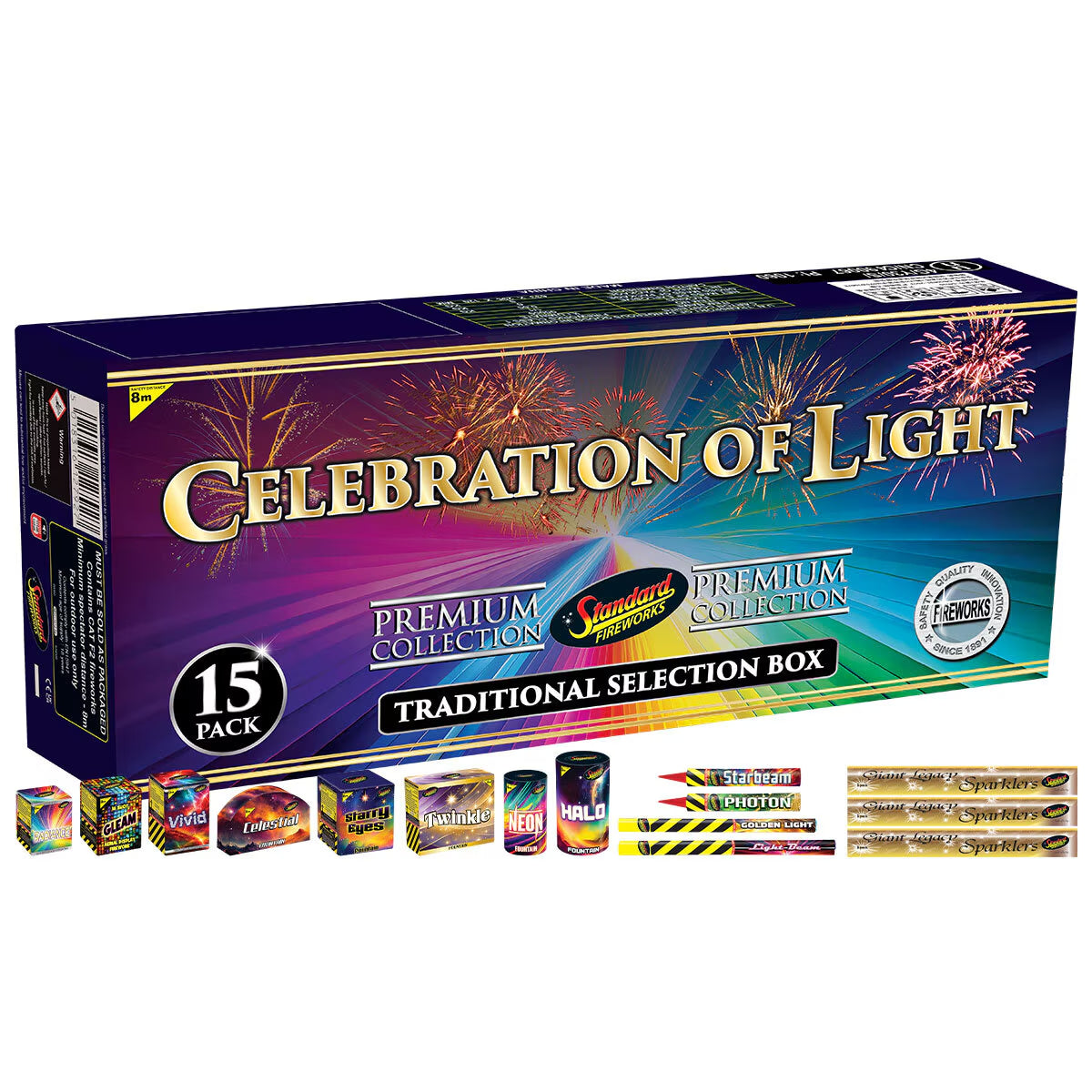 Standard Fireworks Celebration of Light Traditional Selection Box, 15 ...