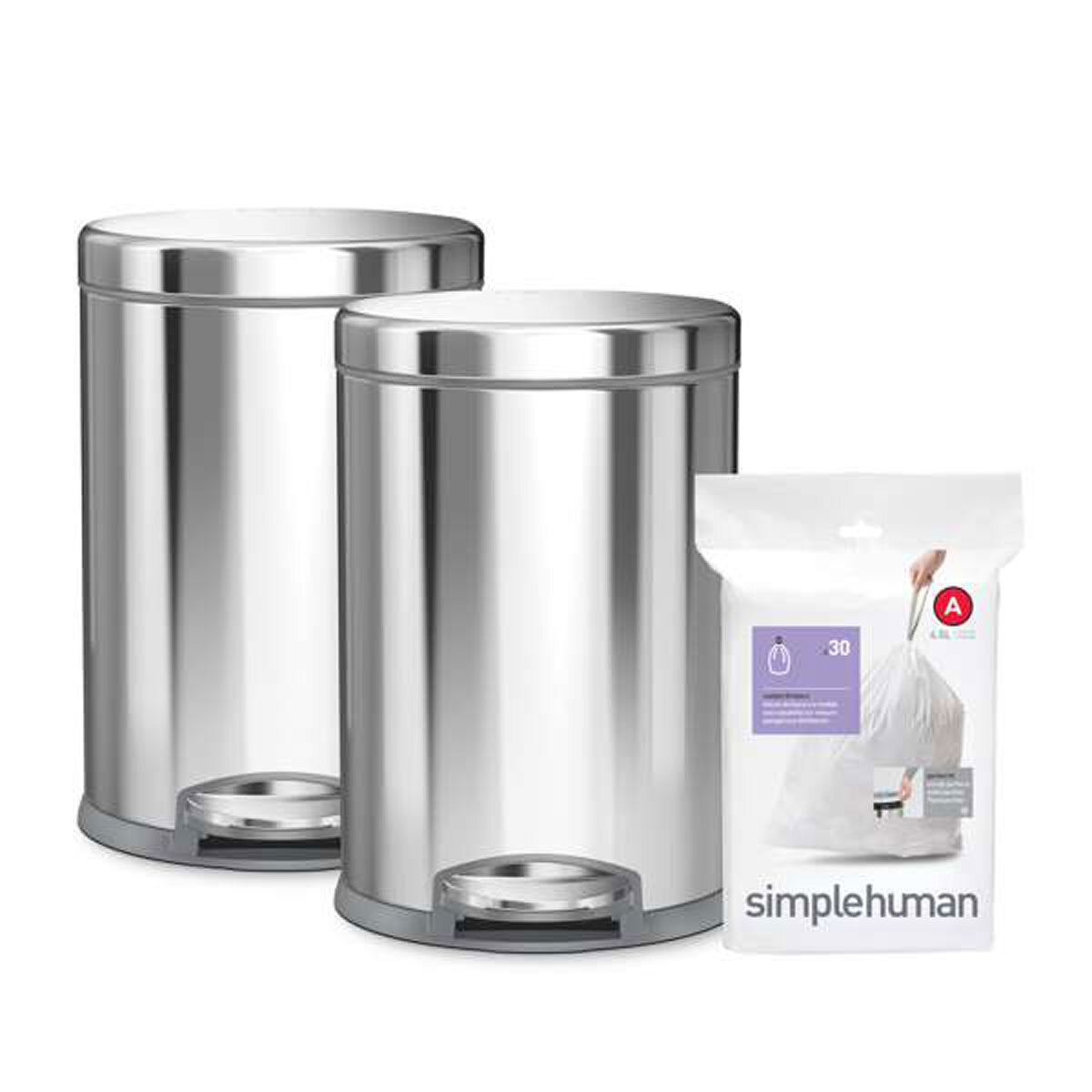 simplehuman 4.5L Round Bin Twin Pack with Liners – CHERISH LEWIS
