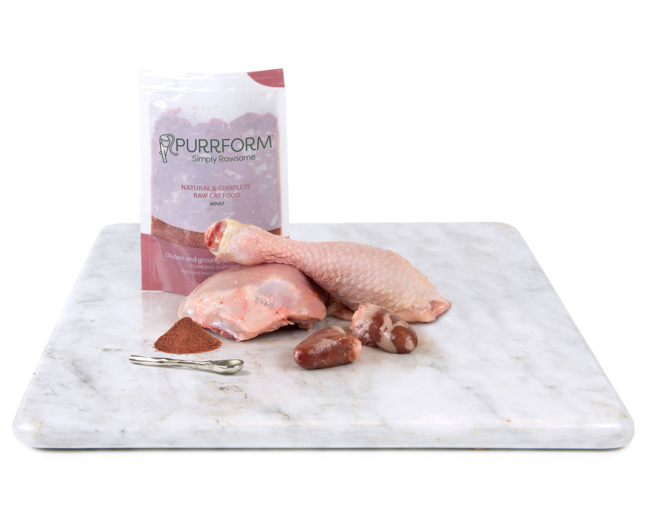 Purrform Chicken & Ground Bone with Heart (ADULT CAT) 6 X 70G POUCHES ...